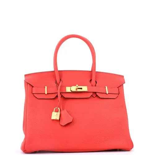 Hermès Birkin Handbag Clemence With Gold Hardware 30