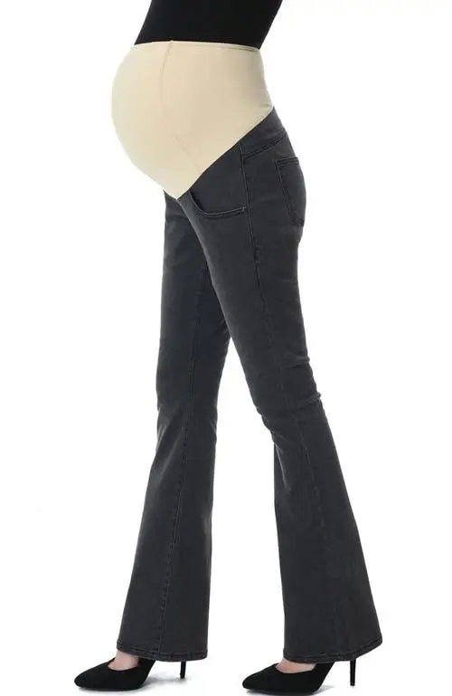 KIMI + KAI Maternity Stretch Flare Leg Denim Jeans - Gray