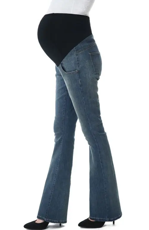 KIMI + KAI Maternity Stretch Flare Leg Denim Jeans - Medium Indigo
