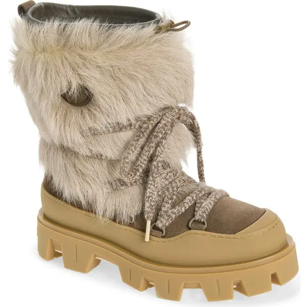 Moncler Peak Apres Leather And Genuine Shearling Snow Boot