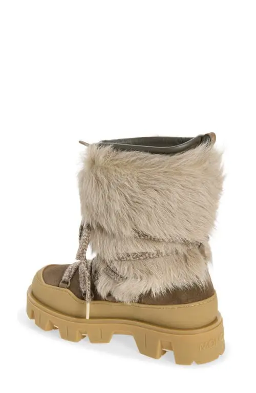 Moncler Peak Apres Leather And Genuine Shearling Snow Boot
