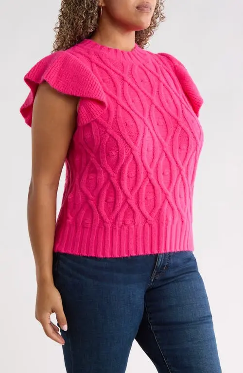SUGARLIPS Flutter Sleeve Cable Knit Sweater