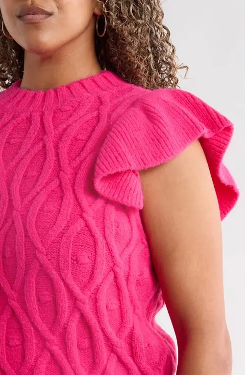 SUGARLIPS Flutter Sleeve Cable Knit Sweater