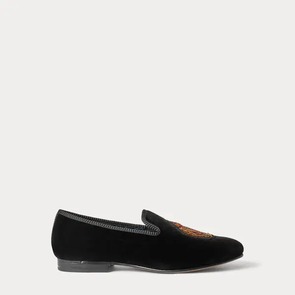 Ralph Lauren Paxton Crest Velvet Slipper