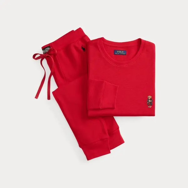 Ralph Lauren Polo Bear Waffle-knit Sleep Set - Red