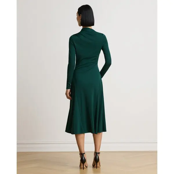 Ralph Lauren Asymmetrical Stretch Jersey Midi Dress