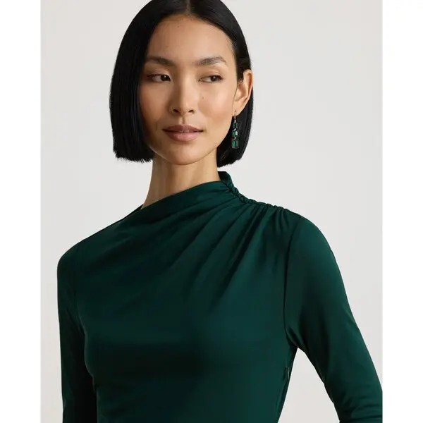 Ralph Lauren Asymmetrical Stretch Jersey Midi Dress
