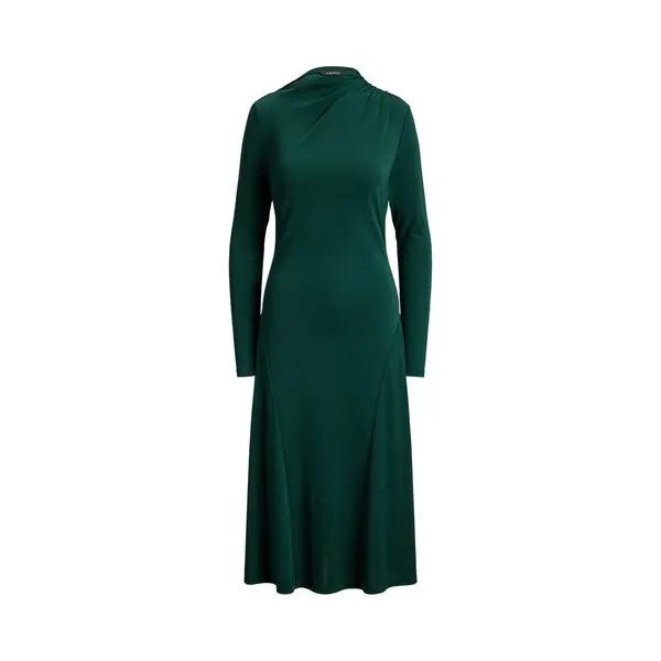 Ralph Lauren Asymmetrical Stretch Jersey Midi Dress