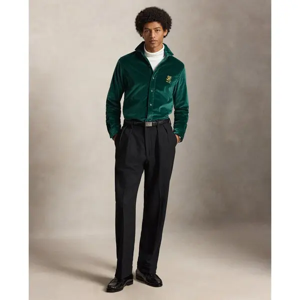 Ralph Lauren Classic Fit Embroidered Velvet Shirt