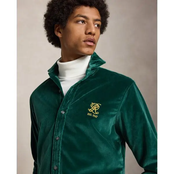 Ralph Lauren Classic Fit Embroidered Velvet Shirt