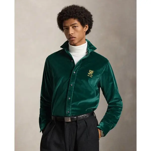 Ralph Lauren Classic Fit Embroidered Velvet Shirt