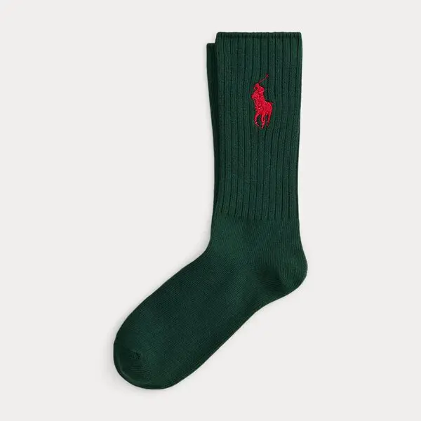 Ralph Lauren Big Pony Ribbed Cotton-blend Crew Socks - Hunter