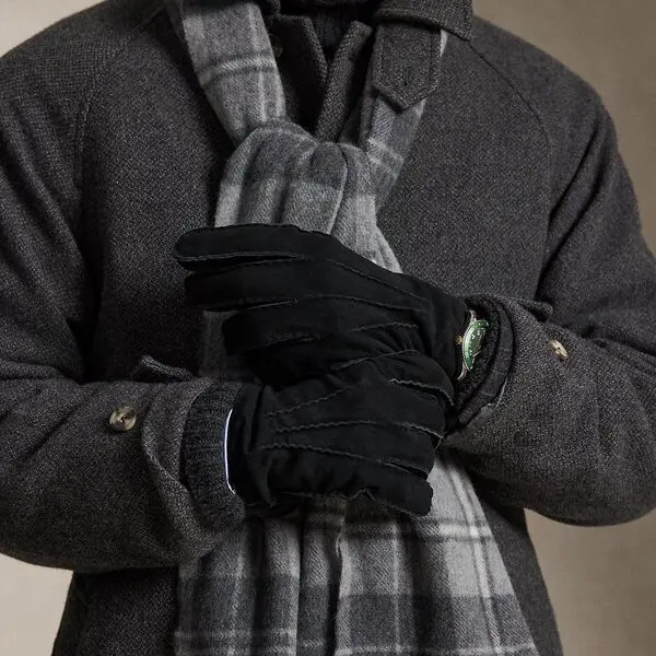 Ralph Lauren Cashmere-lined Suede Gloves - Black