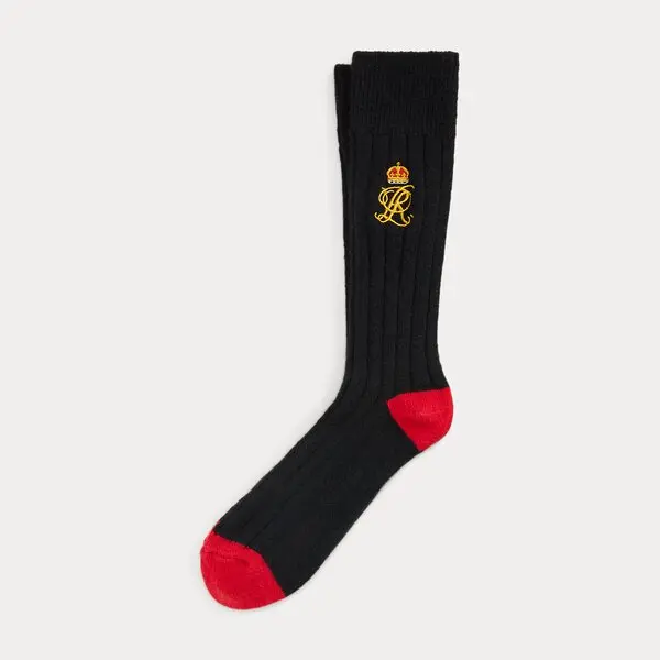 Ralph Lauren Ribbed Wool-blend Boot Socks - Black
