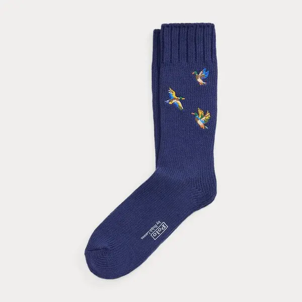 Ralph Lauren Embroidered Cotton-blend Crew Socks