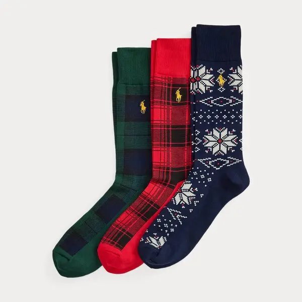 Ralph Lauren Snowflake & Plaid Trouser Sock 3-pack