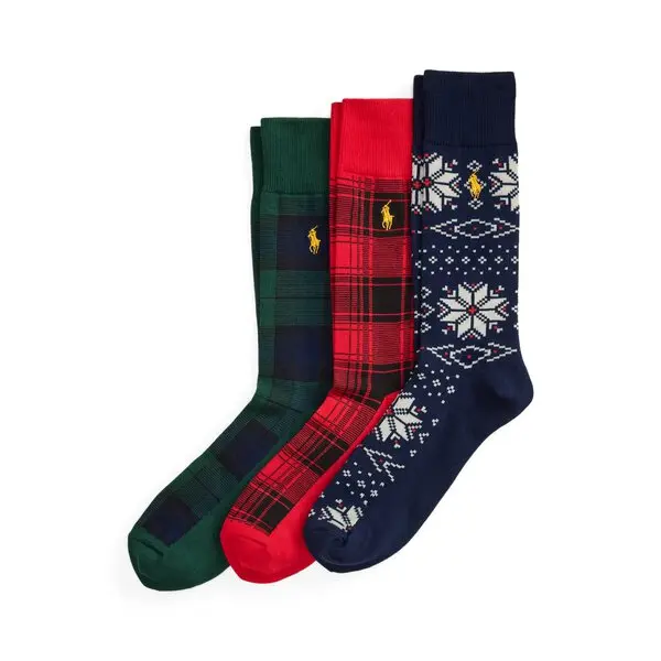 Ralph Lauren Snowflake & Plaid Trouser Sock 3-pack
