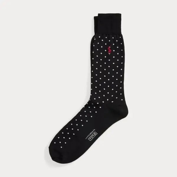 Ralph Lauren Polka-dot Wool-blend Trouser Socks - Black