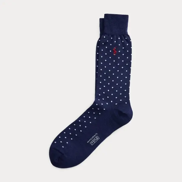Ralph Lauren Polka-dot Wool-blend Trouser Socks - Navy