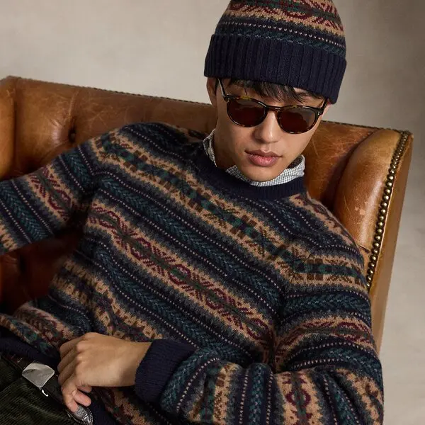 Ralph Lauren Fair Isle Wool-blend Beanie - Navy Multi