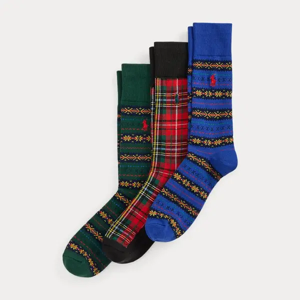 Ralph Lauren Cotton-blend Trouser Sock 3-pack - Black Multi