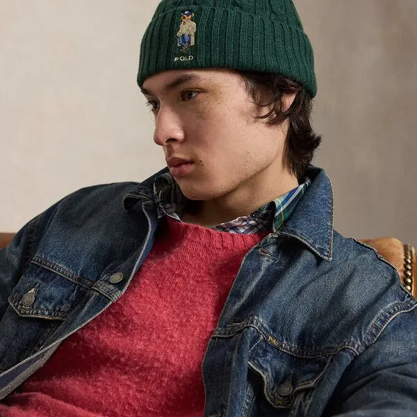 Ralph Lauren Polo Bear Wool-cashmere Beanie - Moss Agate