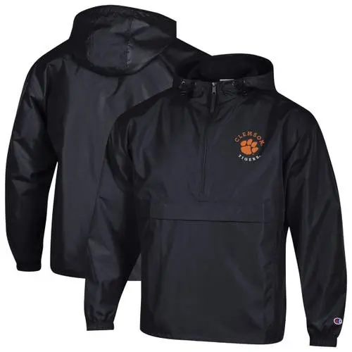 Champion Clemson Tigers Packable Hooded Windbreaker Half-zip Jacket