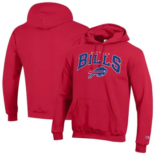 Champion Buffalo Bills Powerblend Arch Over Logo Hoodie - Red