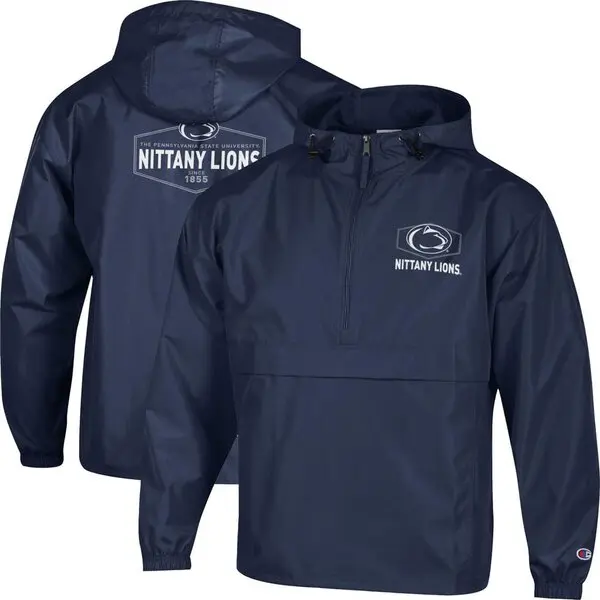 Champion Penn State Nittany Lions Delay Packable Half-zip Jacket - Navy