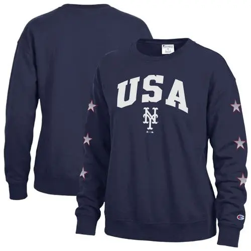 Champion New York Mets Americana Fleece Crewneck Sweatshirt - Navy