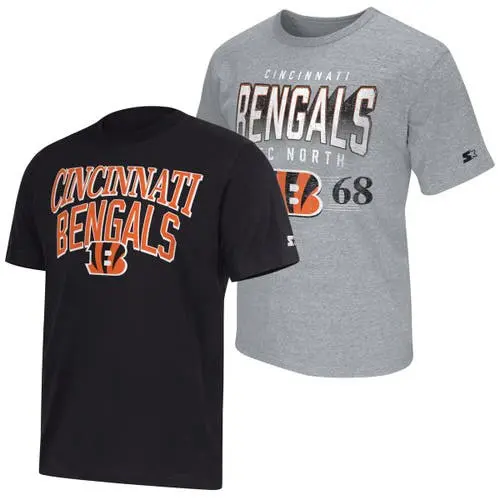 STARTER Heather Gray Cincinnati Bengals Two-pack Logo T-shirt Set - Black