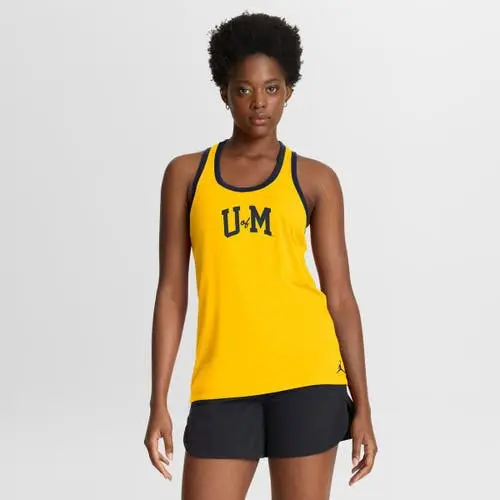 JORDAN BRAND Navy Michigan Wolverines Tri-blend Dri-fit Racerback Tank Top - Maize