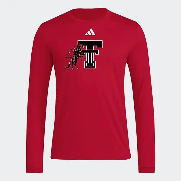 Adidas Texas Tech Raiders Primary Locker Logo Pre-game Long Sleeve T-shirt - Red