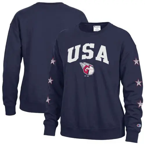 Champion Cleveland Guardians Americana Fleece Crewneck Sweatshirt - Navy