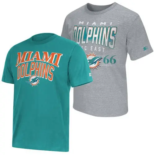 STARTER Heather Gray Miami Dolphins Two-pack Logo T-shirt Set - Aqua