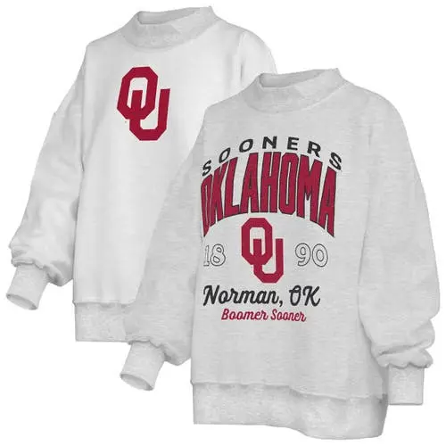 PRESSBOX Oklahoma Sooners Reversible Sweatshirt - Heather Gray