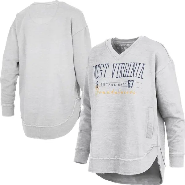 PRESSBOX West Virginia Mountaineers Marcus East Hall Poncho V-neck Sweatshirt - Heather Gray