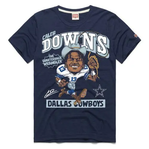 HOMAGE Caleb Downs Dallas Cowboys Caricature Tri-blend T-shirt - Navy