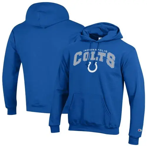 Champion Indianapolis Colts Powerblend Arch Over Logo Hoodie - Royal