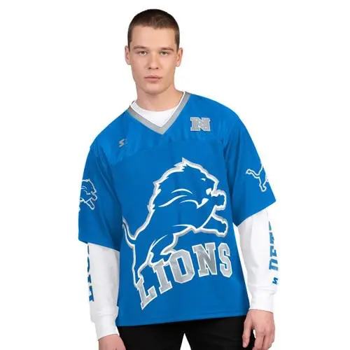 STARTER White Detroit Lions Short Sleeve & Long Sleeve T-shirt Combo Pack - Blue