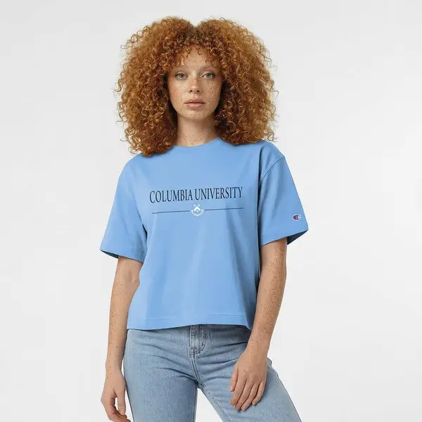 Champion Columbia University Waist Length Wordmark T-shirt - Light Blue
