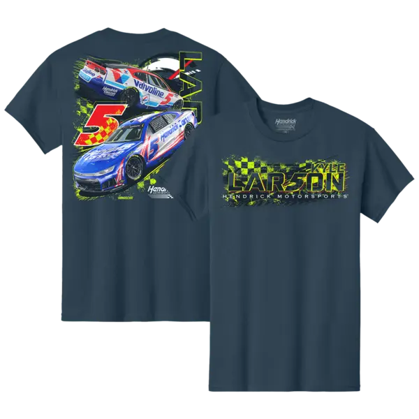 CLASSIC INK Kyle Larson #5 Hendrickcars.com & Valvoline Dual Sponsor T-shirt - Navy
