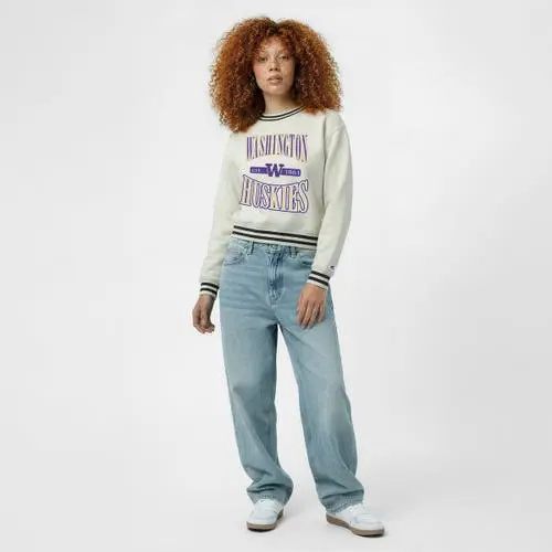 Champion Washington Huskies Yarn Dye Rib Reverse Weave Crew Sweatshirt