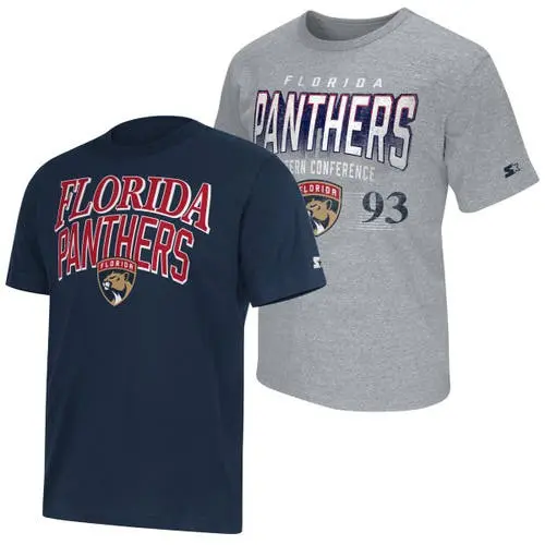 STARTER Heather Gray Florida Panthers Two-pack T-shirt Set - Navy