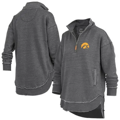 PRESSBOX Iowa Hawkeyes Northfork Sojourn Poncho Quarter-zip Sweatshirt - Black