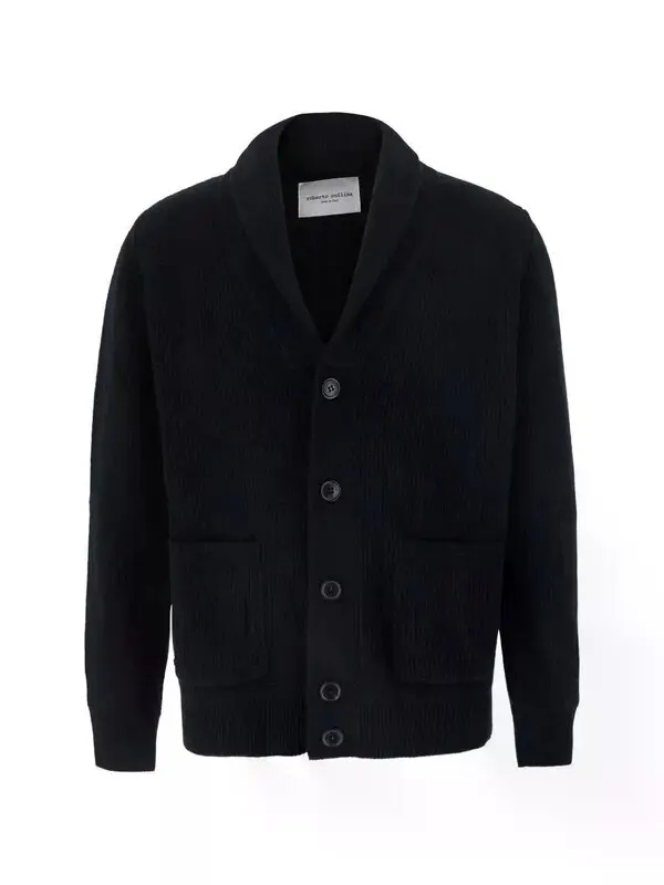 ROBERTO COLLINA Shawl-collar Ribbed-knit Cardigan