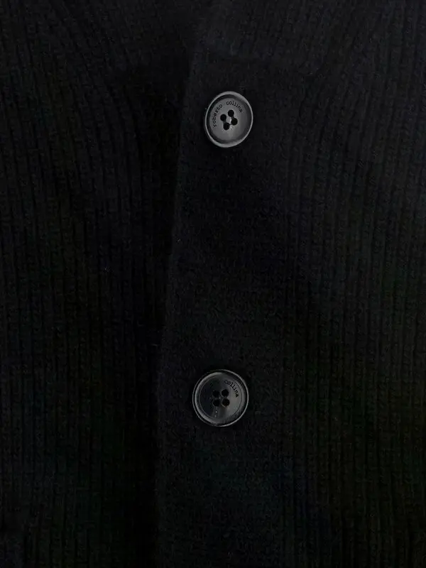 ROBERTO COLLINA Shawl-collar Ribbed-knit Cardigan