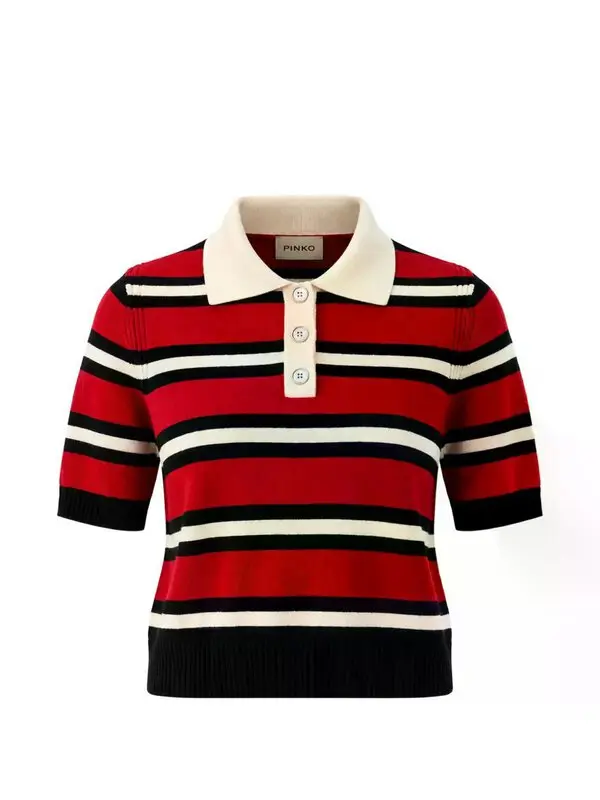 Pinko Striped Short-sleeve Polo Shirt - Red