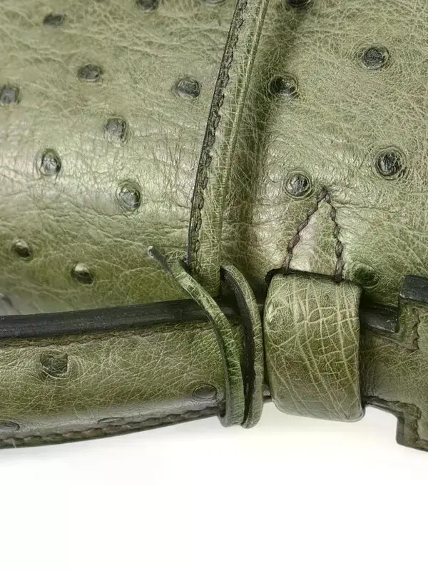 Hermès 1999 41 Sac A Depeches Ostrich Leather Handbag
