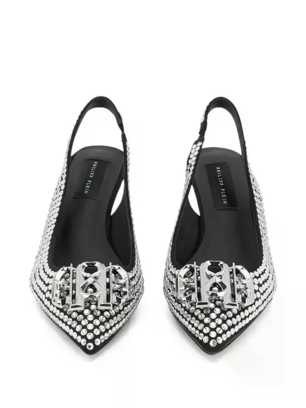 Philipp Plein Suede Strass Slingback Shoes